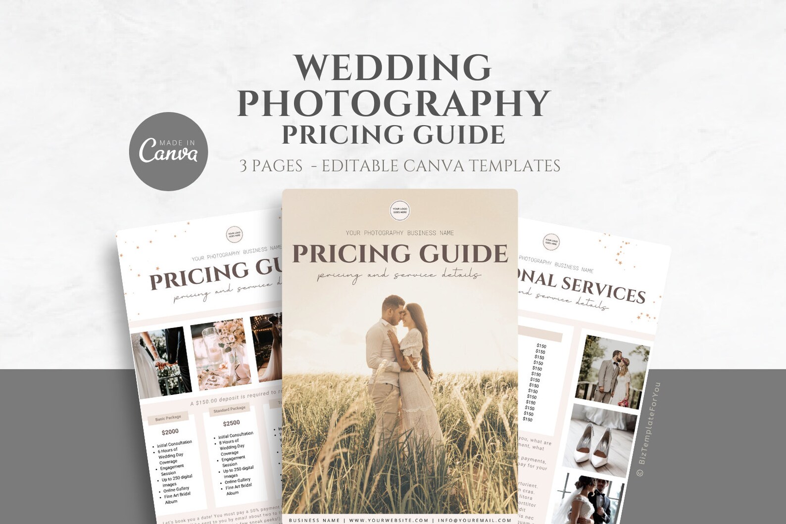 Editable Wedding Photography Pricing List, Editable Pricing Guide ...