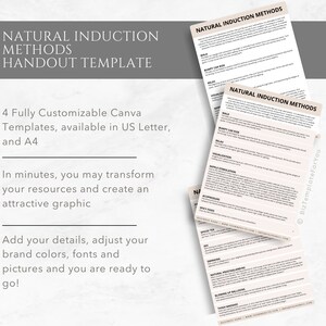 Editable Natural Induction Methods Handout Template, Doula Tool, Birth ...