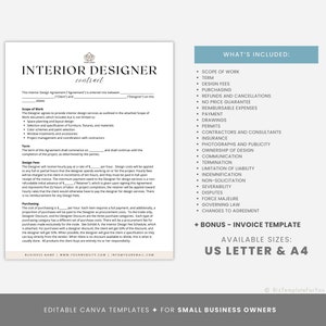 Editable Interior Design Contract Template, Interior Designer Service ...