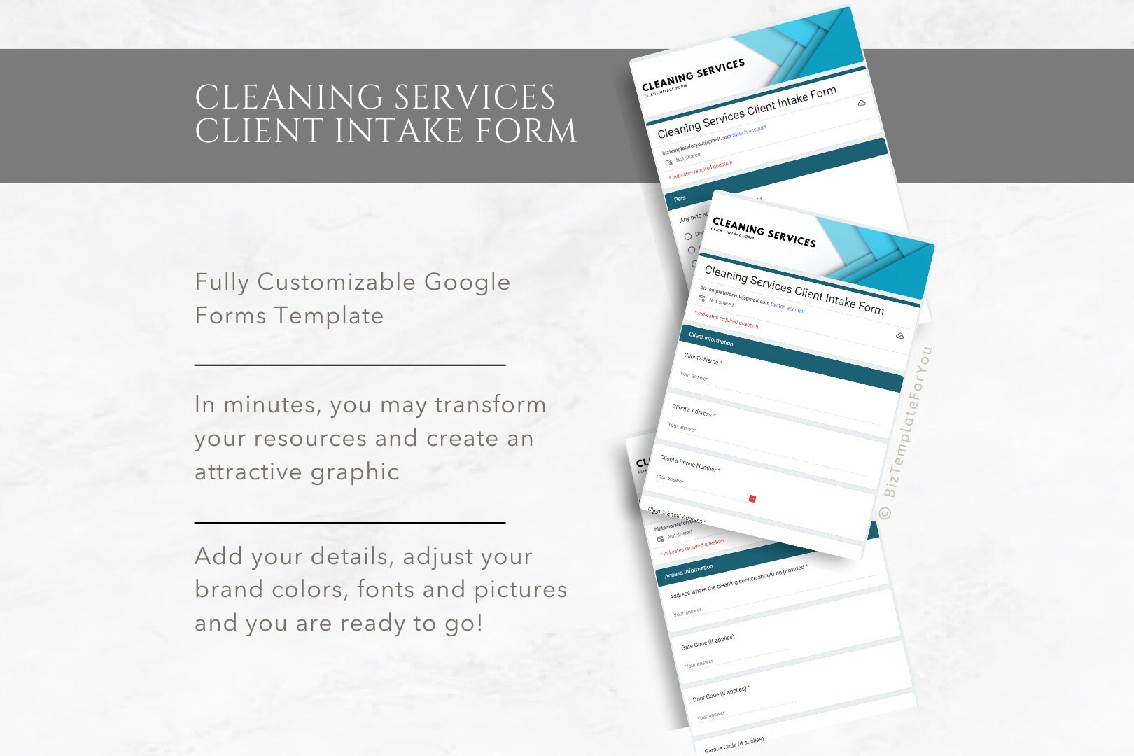 Cleaning Services Client Intake Form, Editable Residential and ...