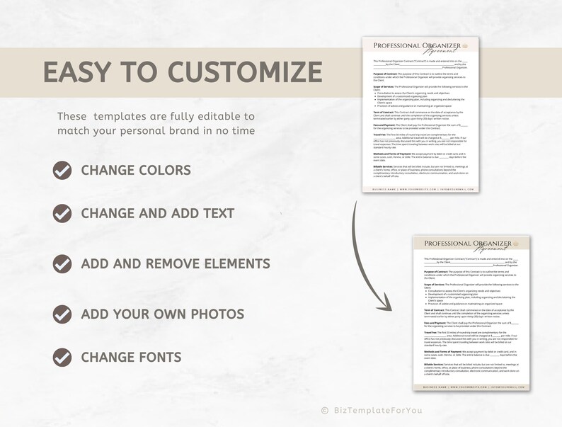Editable Professional Organizer Contract Template Client - Etsy