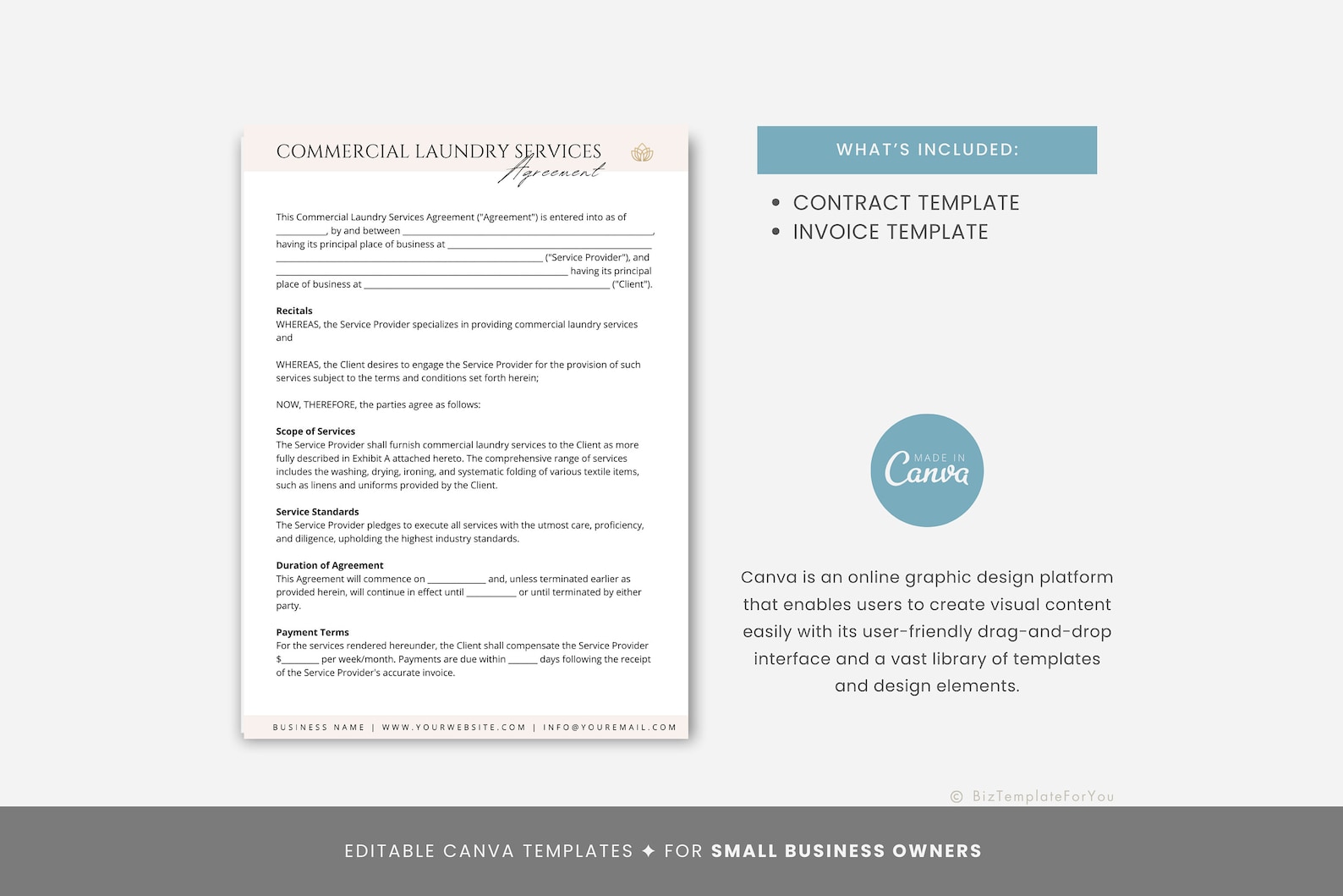 Editable Commercial Laundry Service Agreement Template, Pick and ...