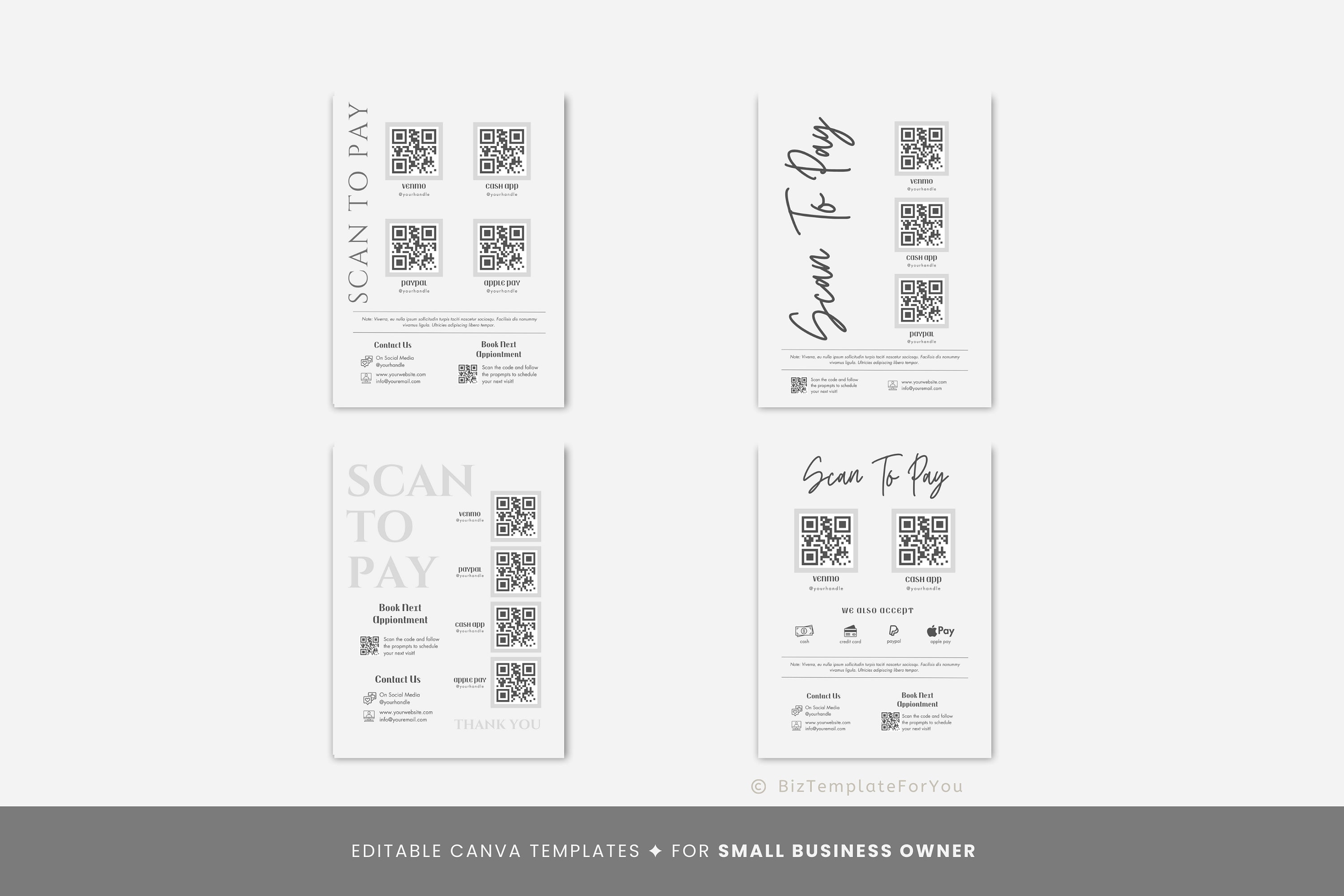 Editable Scan to Pay Template, Cashapp Paypal Sign for Small Business ...