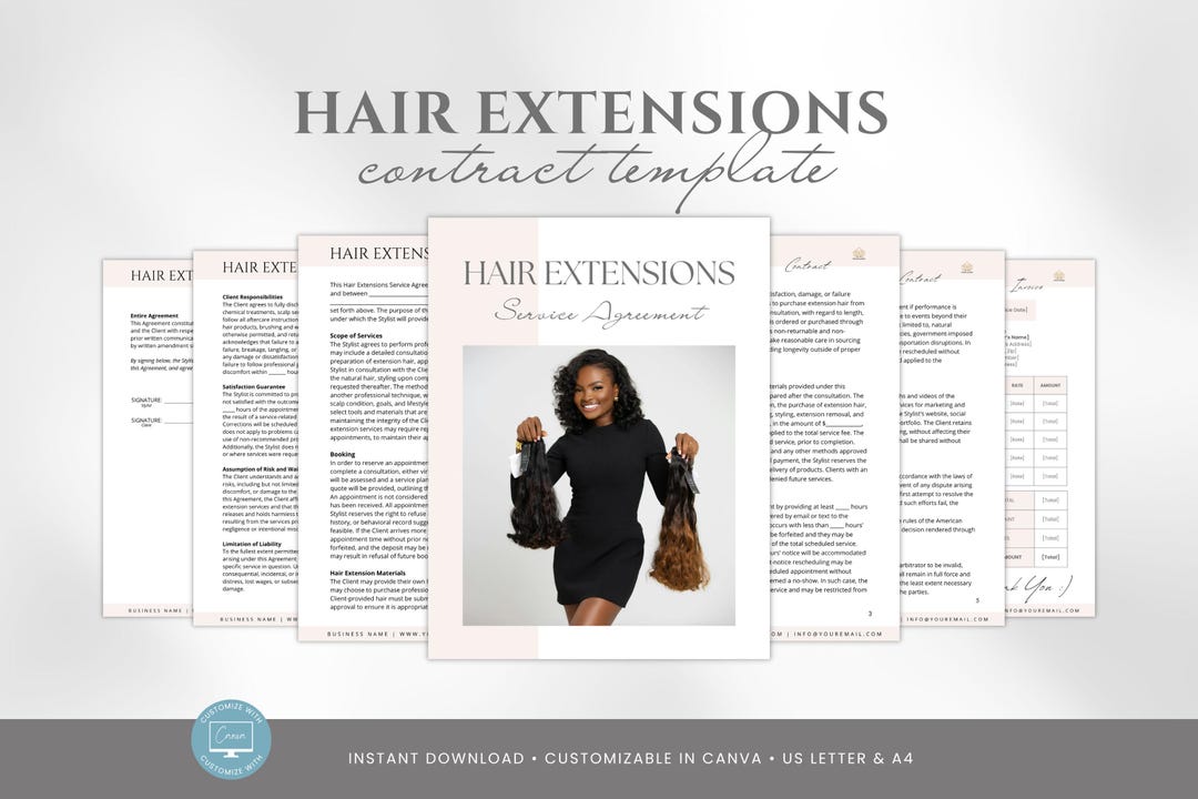 Editable Hair Extension Contract Template, Client Consent & Service ...