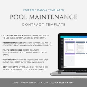Editable Pool Service Contract Template, Residential Pool Maintenance ...