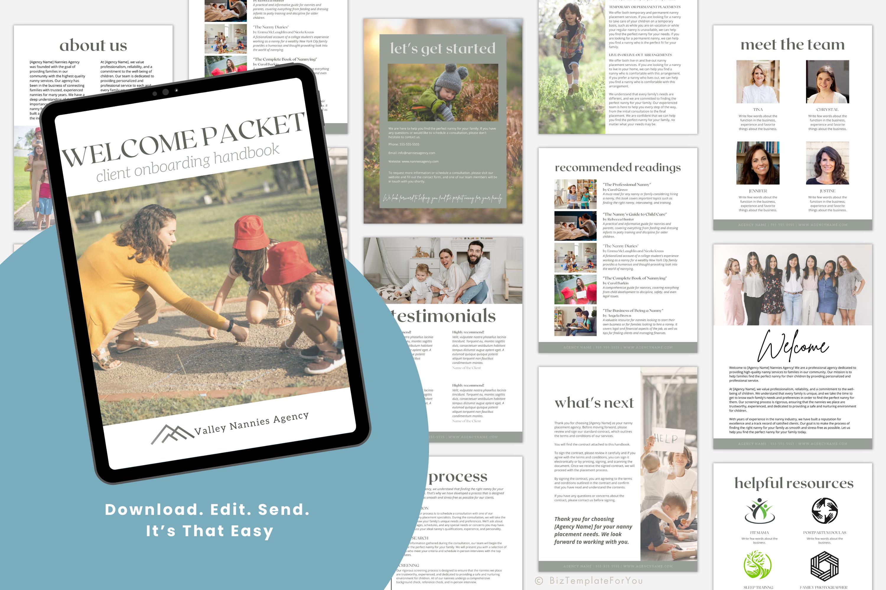 Nanny Agency Client Welcome Packet Template, Client Onboarding Template ...
