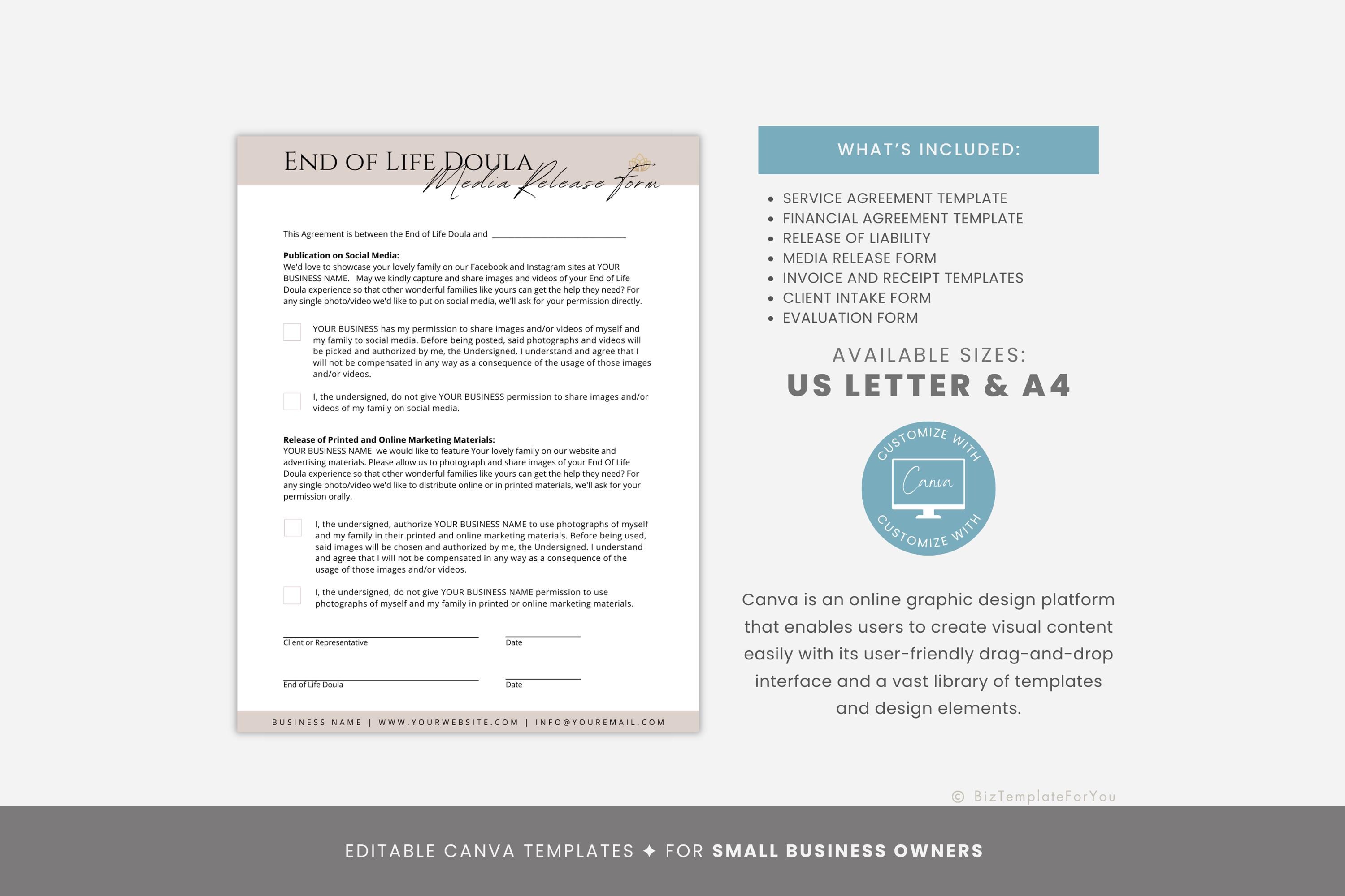 Editable End of Life Doula Contract Template, Intake Forms, Evaluation ...