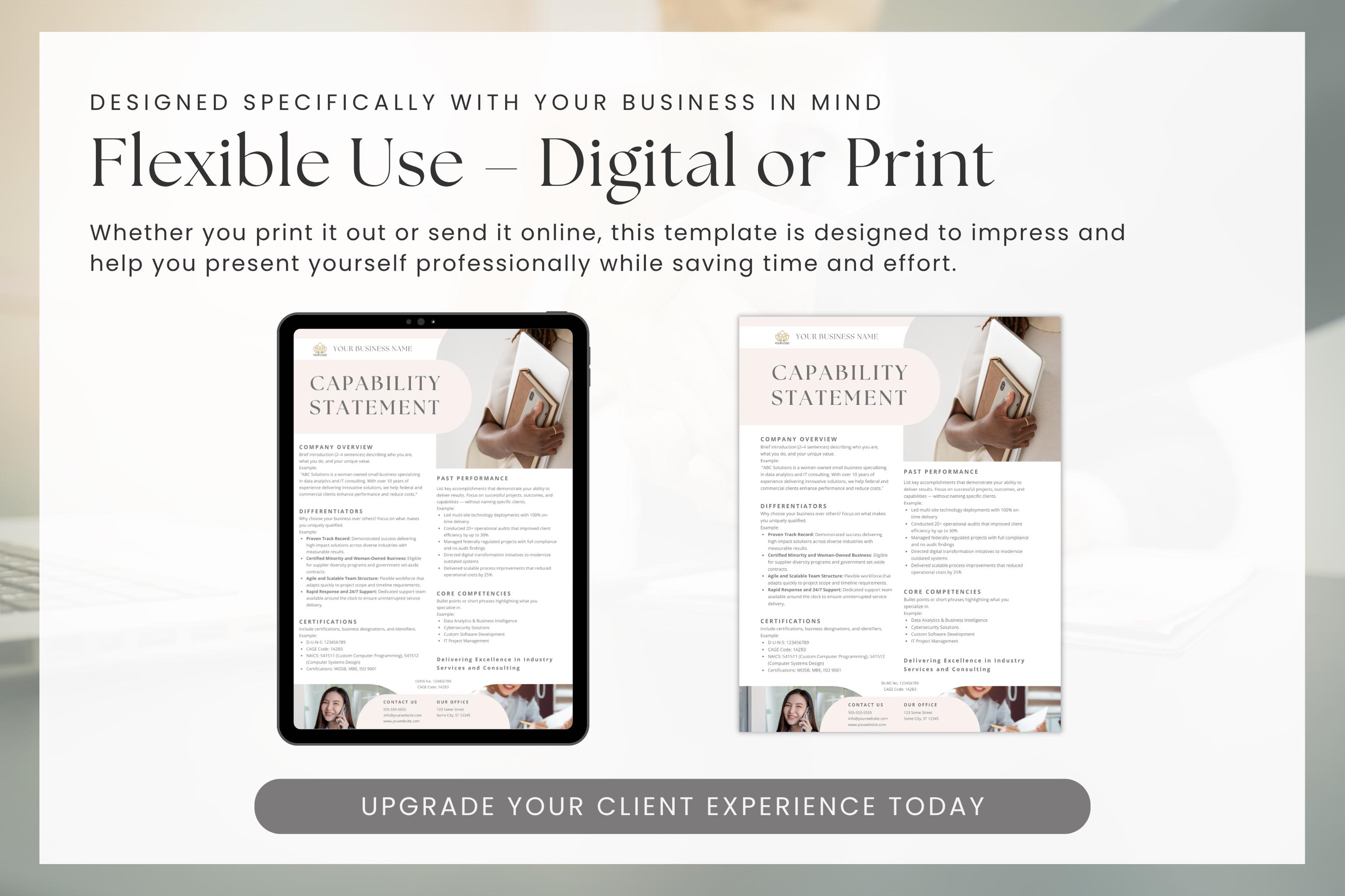 Editable Business Capability Statement Template, Capability Statement ...