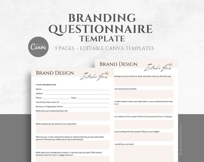 Editable Branding Questionnaire Template, Freelance Graphic Design ...
