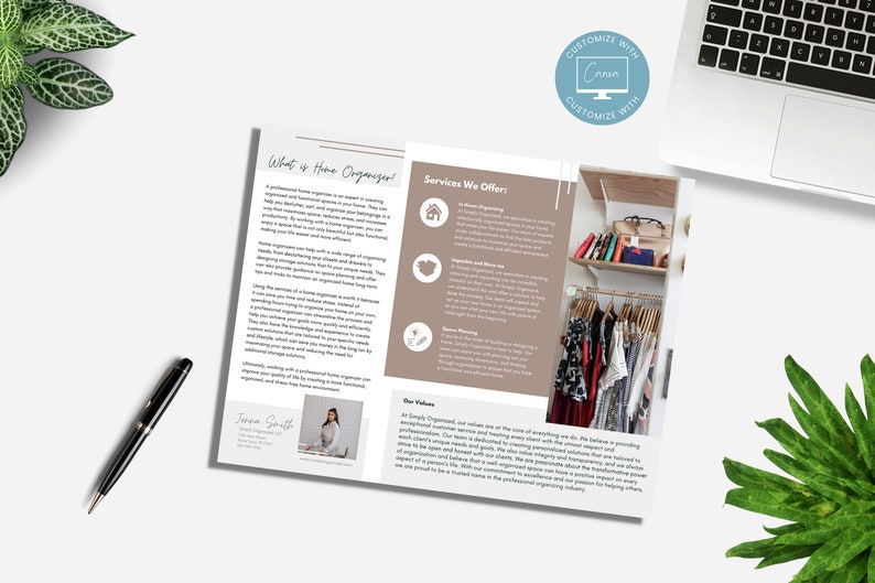 Editable Professional Organizer Tri-fold Brochure Template, Home ...
