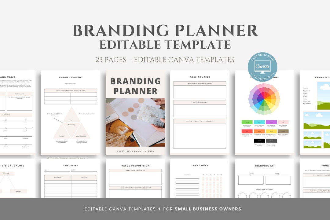 Editable Branding Planner Template, Brand Strategy Workbook, Business ...