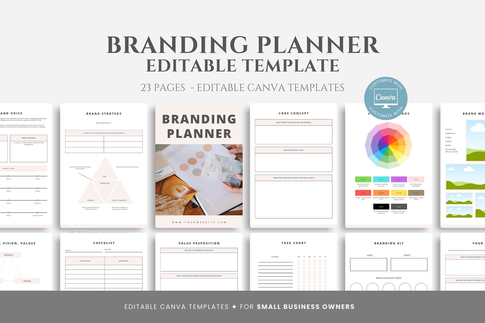 Editable Branding Planner Template, Brand Strategy Workbook, Business ...