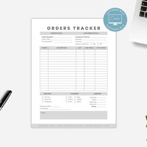 Editable Order Tracker Form Template, Printable Order History Sheet ...