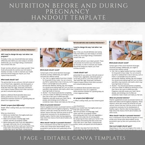 Nutrition Before and During Pregnancy - Fully Editable Handout Template ...