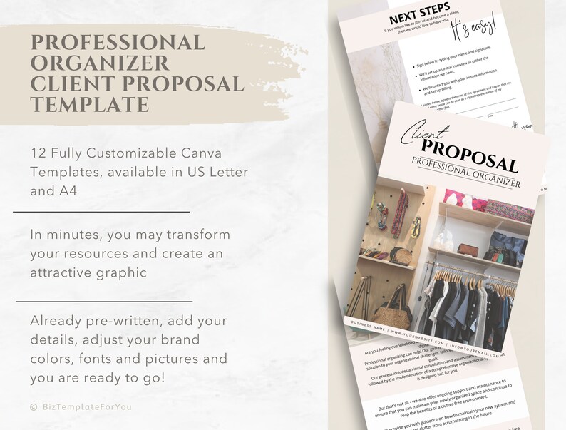 Editable Professional Organizer Client Proposal Template - Etsy
