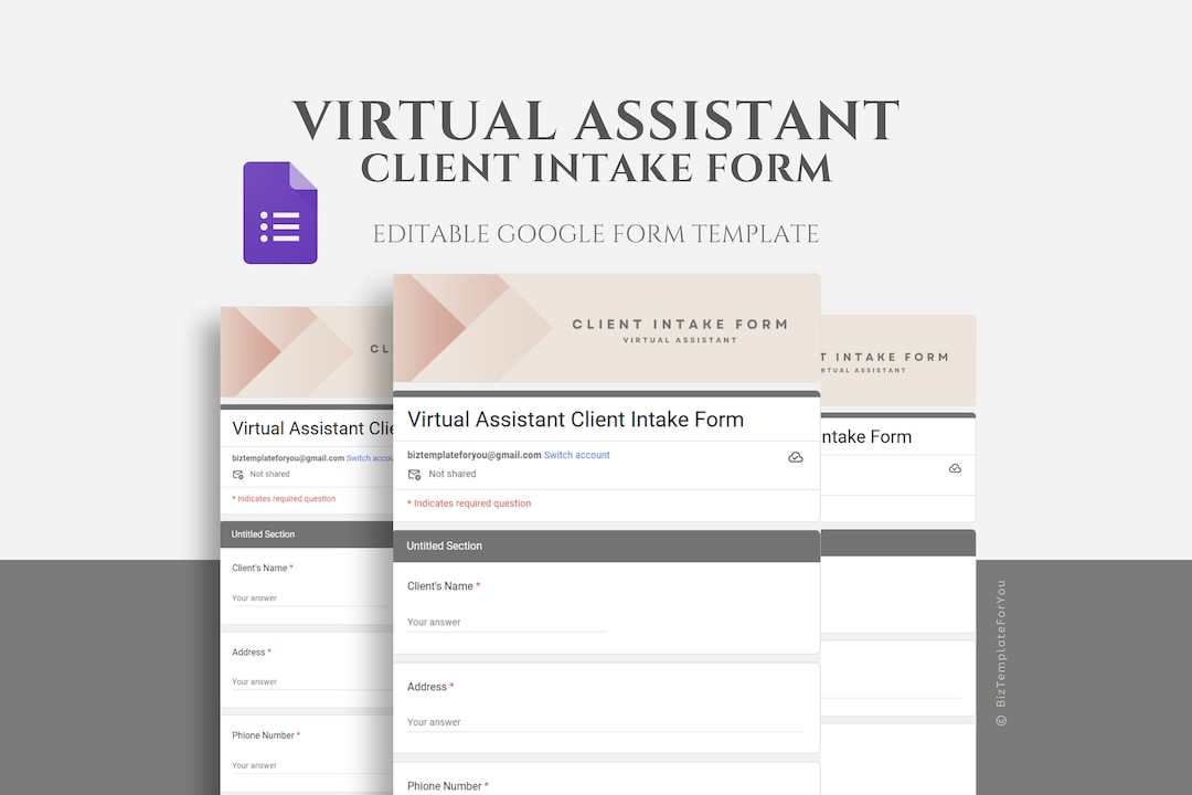Editable Virtual Assistant Client Intake Form Template, Freelance ...