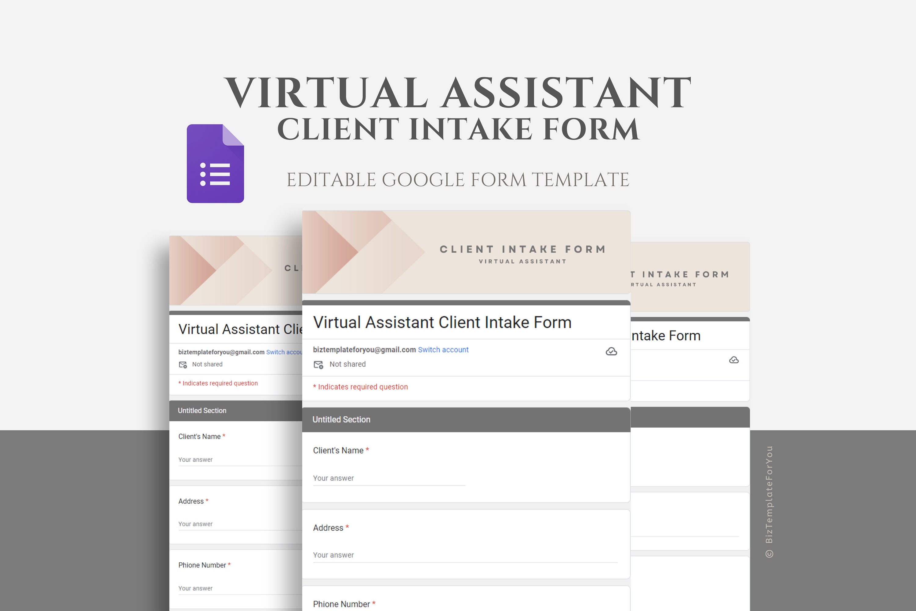 Editable Virtual Assistant Client Intake Form Template, Freelance Personal Assistant Client ...