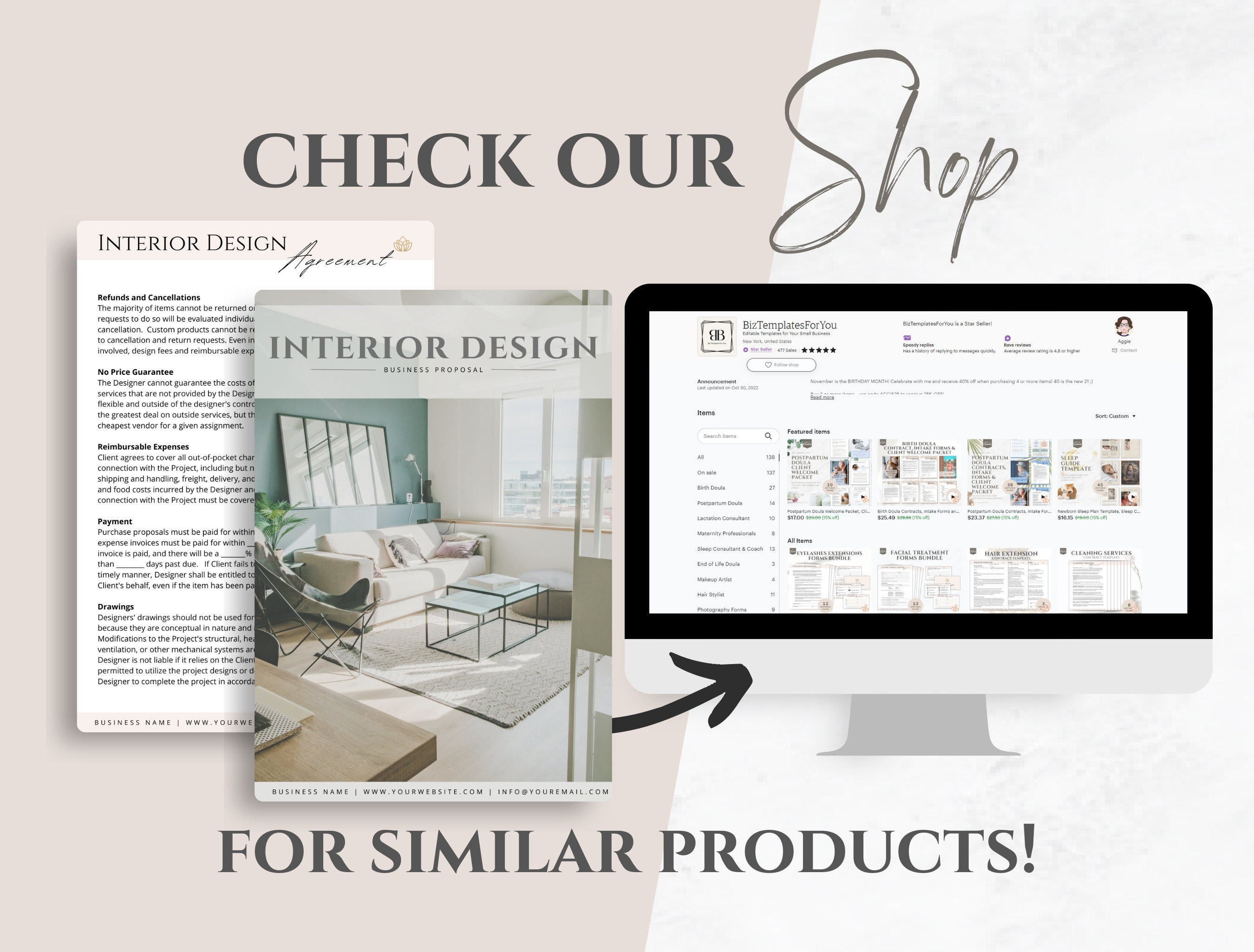 Editable Interior Design Business Templates Bundle Interior - Etsy