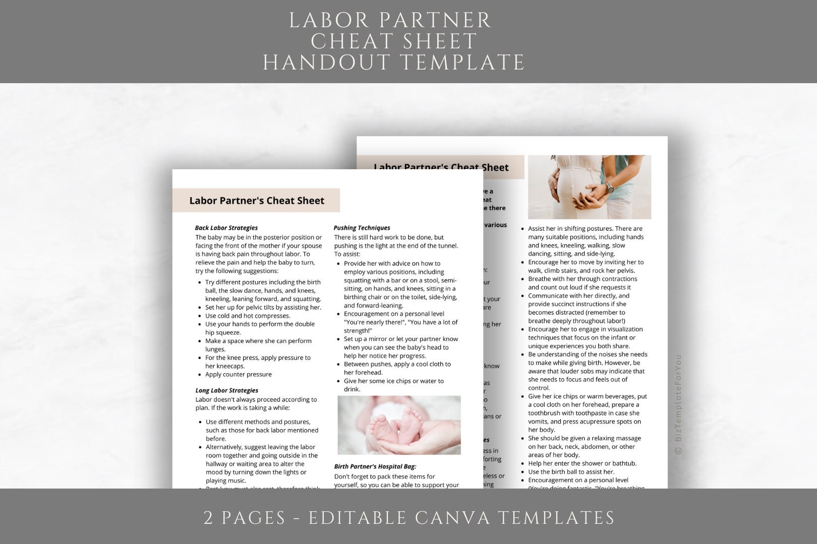Editable Labor Partner Cheat Sheet Template, Birth Partner Info Sheet ...