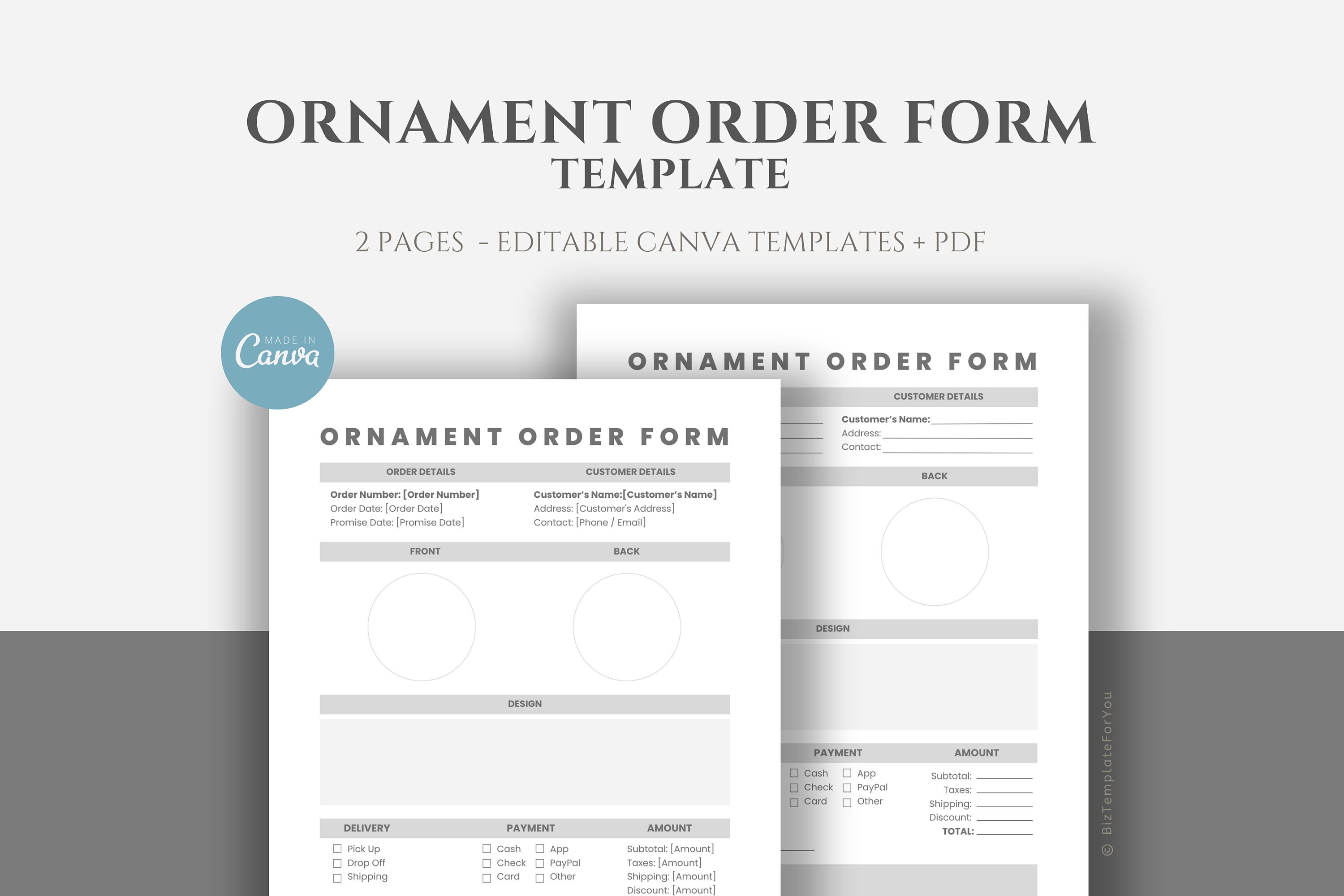 Editable Ornament Order Form Template, Printable Ornament Order Form ...