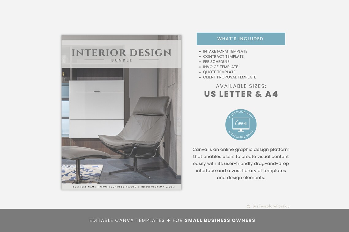 Editable Interior Design Business Templates Bundle, Interior Designer ...