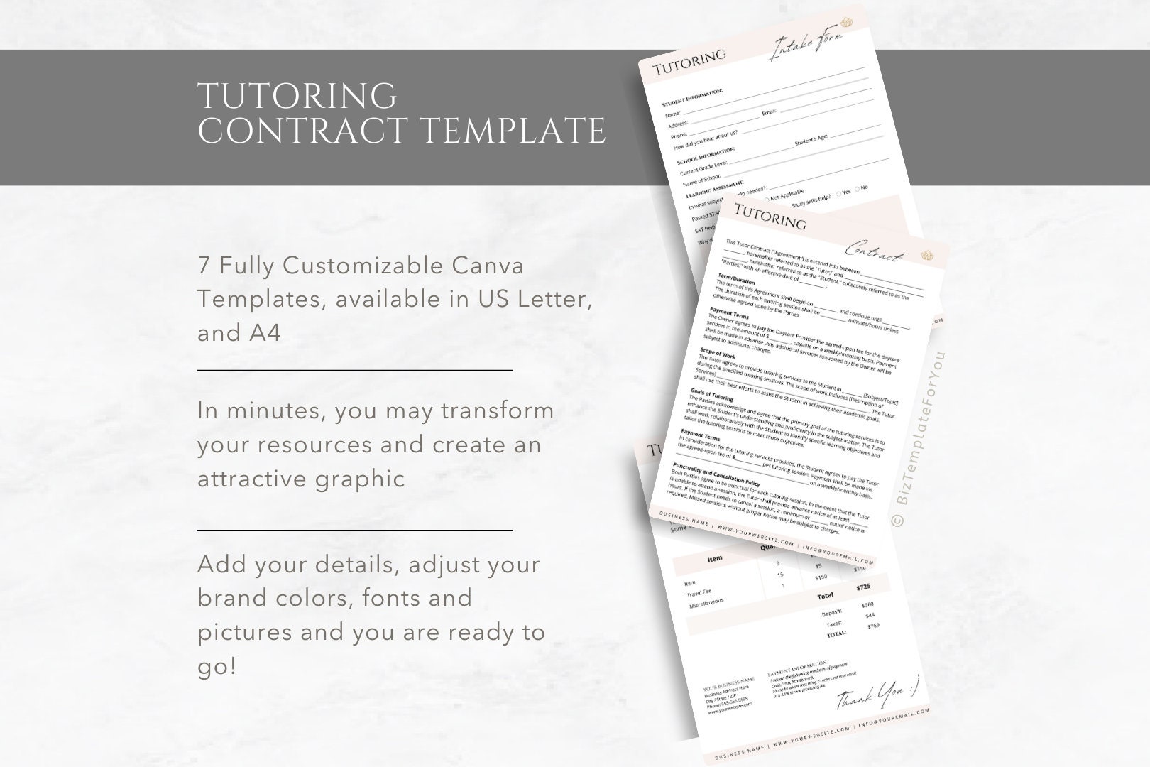 Editable Tutoring Contract Template, Tutoring Service Agreement ...