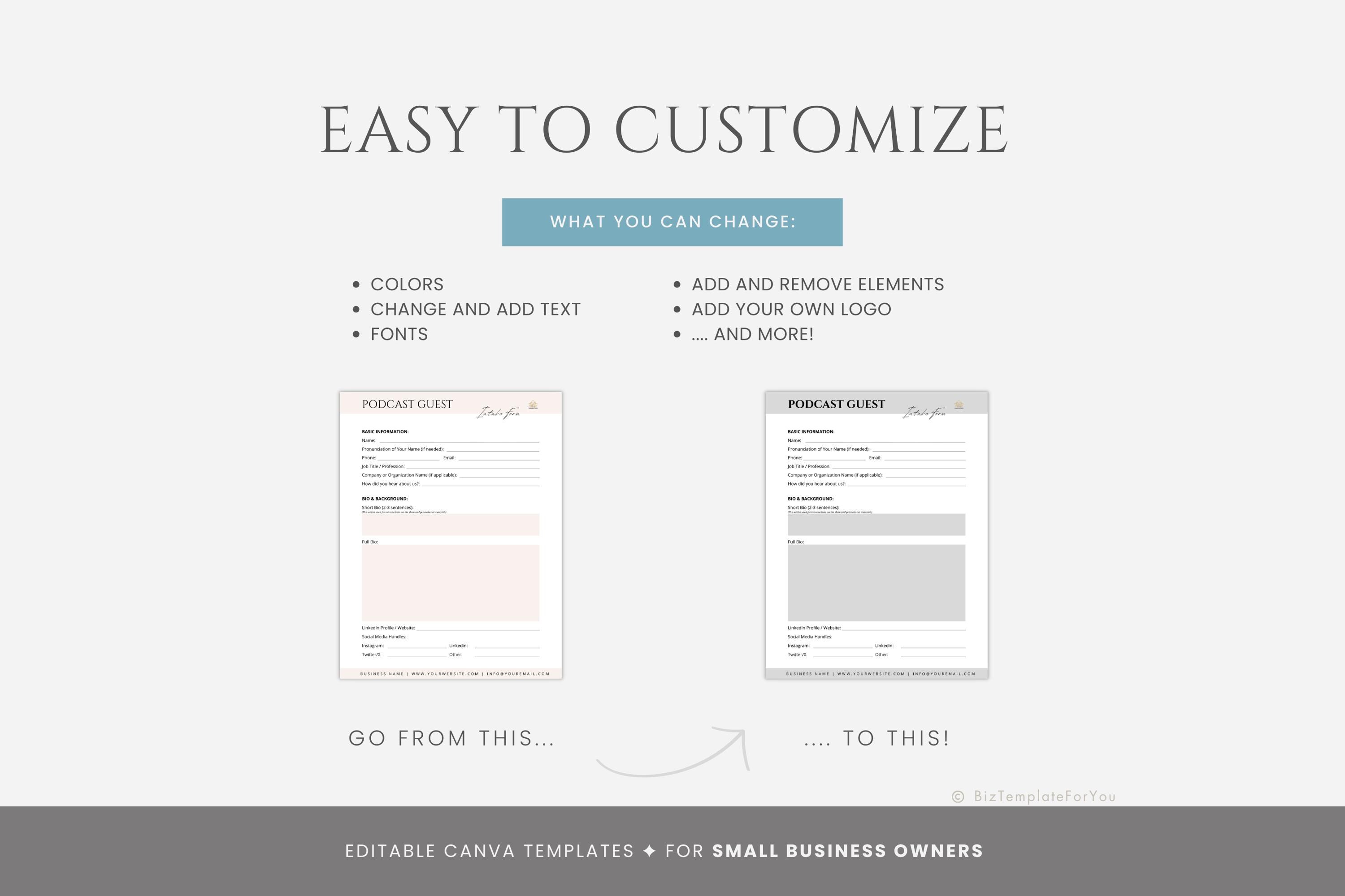 Editable Podcast Guest Intake Form Template, Podcast Guest ...