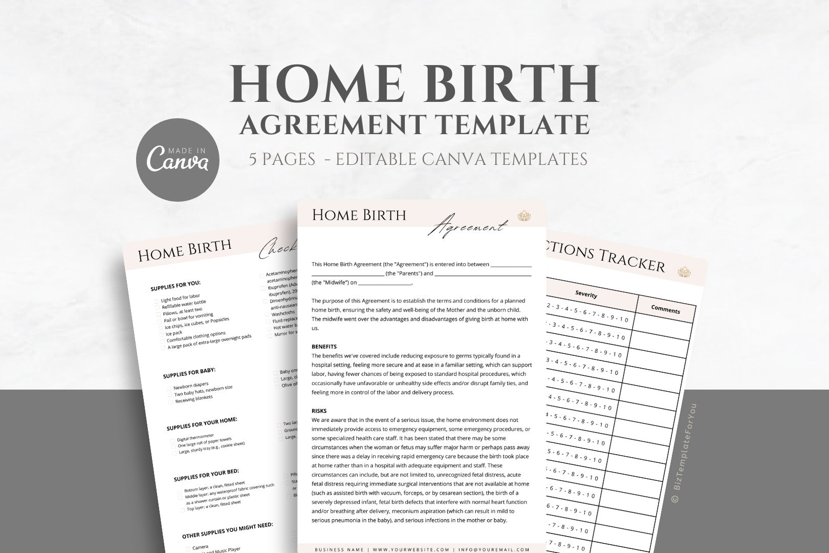 Editable Homebirth Agreement Template, Midwife Contract, Birth Doula ...