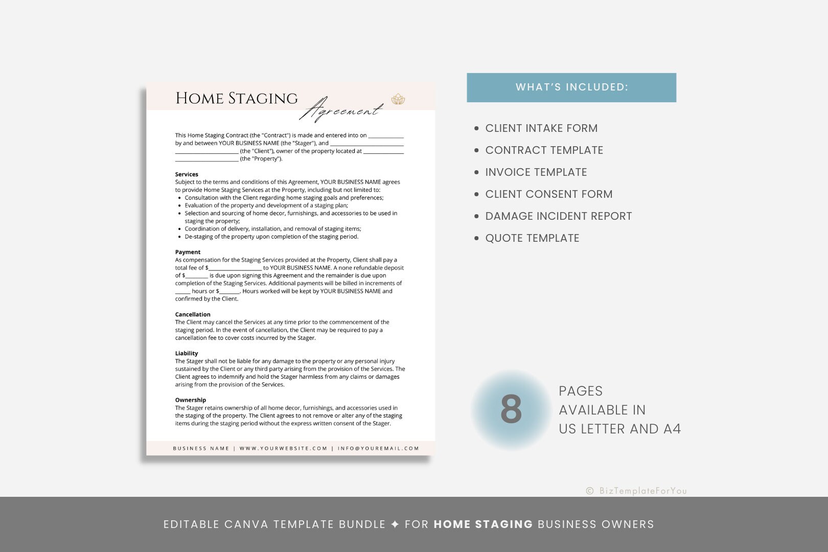 Editable Home Staging Forms Bundle | Client Intake, Contract, Invoice ...