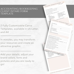 Editable Accounting & Bookkeeping Intake Form Template, Freelance ...