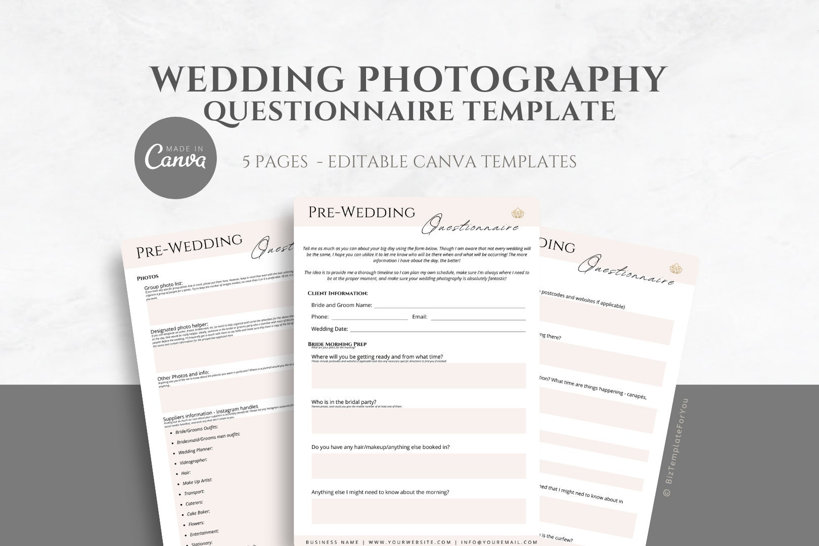 Editable Wedding Photography Questionnaire, Editable Pre-wedding Client ...