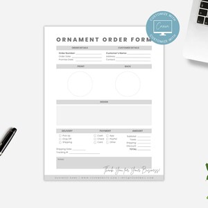 Editable Ornament Order Form Template, Printable Ornament Order Form ...