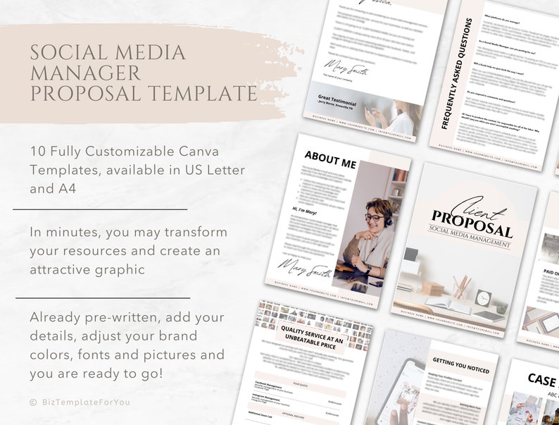 Editable Social Media Manager Proposal Template Freelance - Etsy