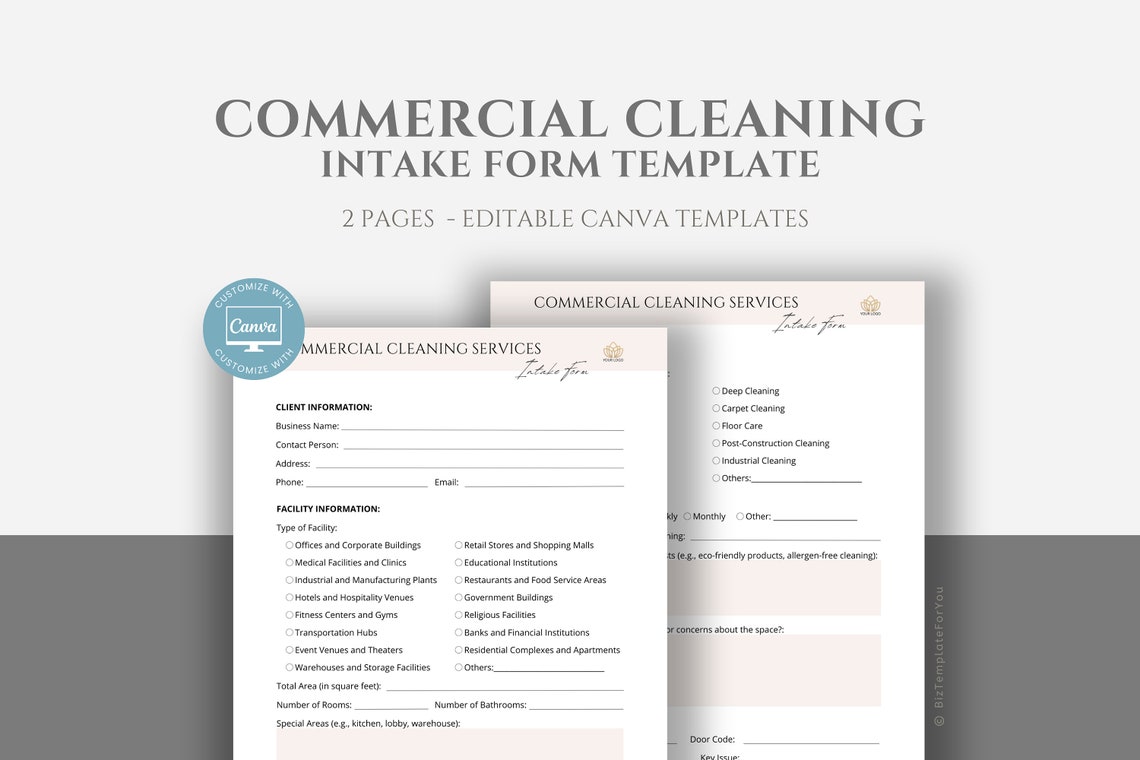Commercial Cleaning Intake Form Template for Cleaning Service Business ...