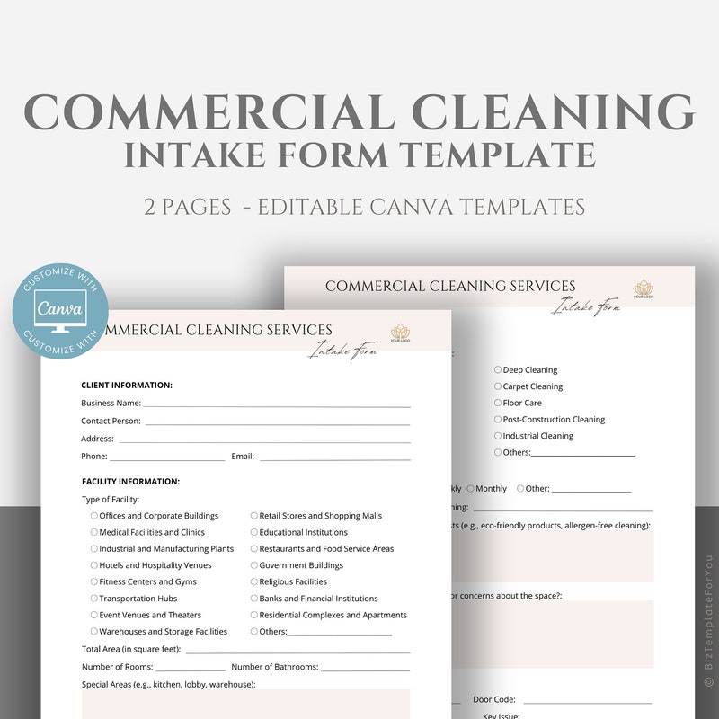 Cleaning Business Client Intake Forms - Etsy