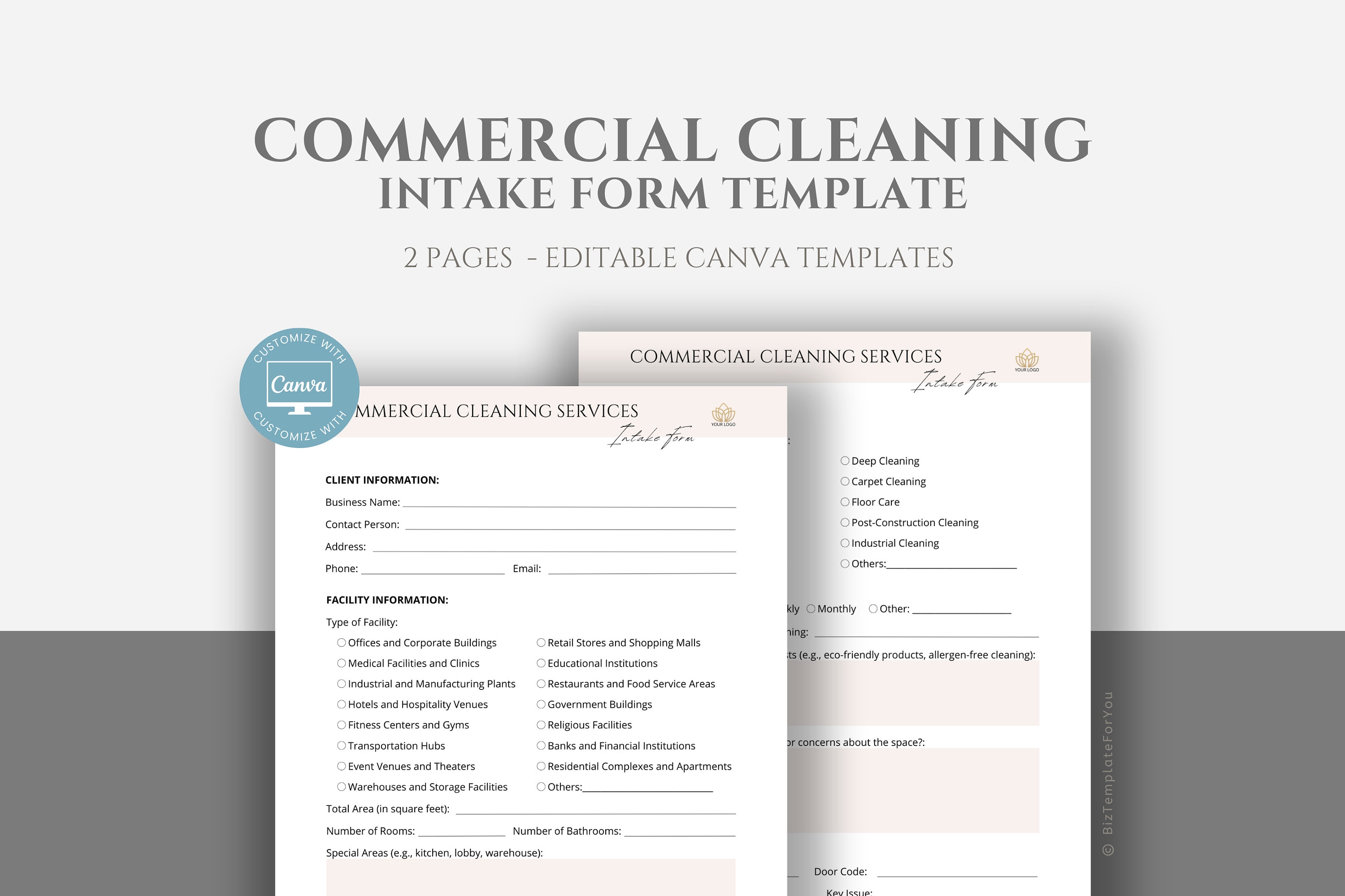 Commercial Cleaning Intake Form Template for Cleaning Service Business ...