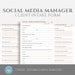Editable Social Media Manager Client Intake Form Template, Freelance ...