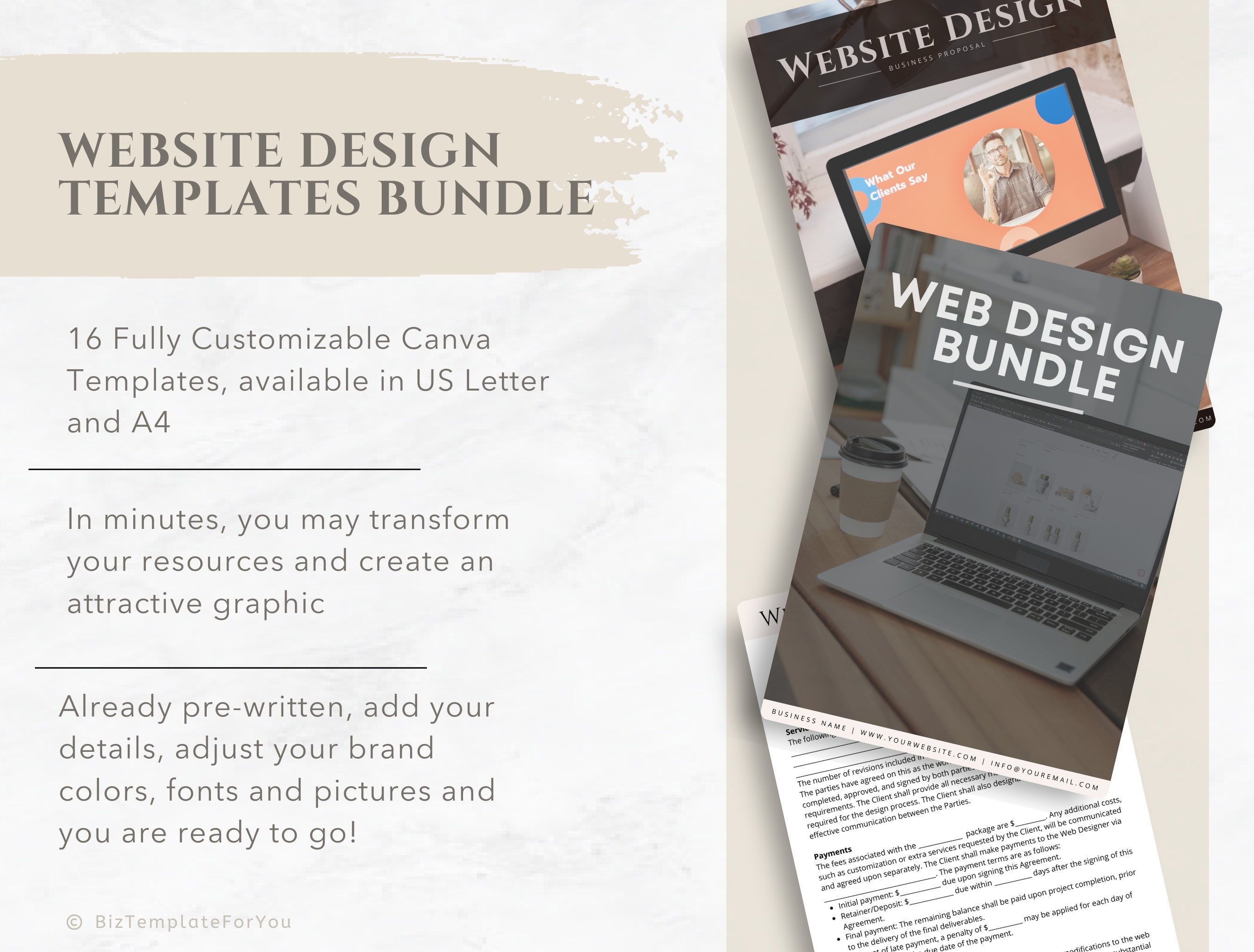 Editable Web Design Templates Bundle Freelance Website - Etsy