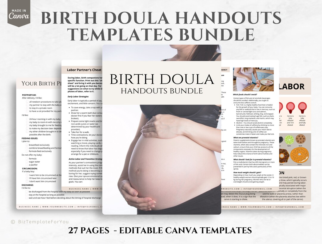 Editable Birth Doula Handouts Templates Bundle Birth and - Etsy