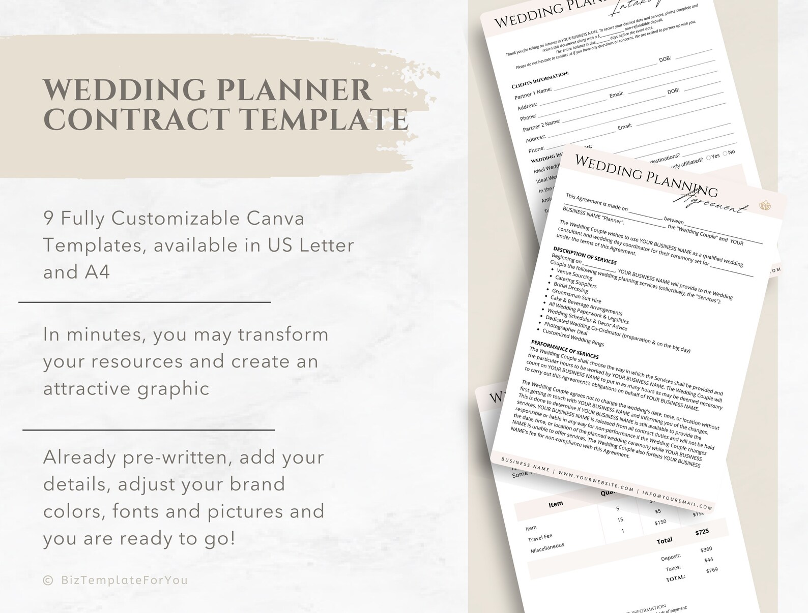 Editable Wedding Planner Contract Template Event Intake Form - Etsy