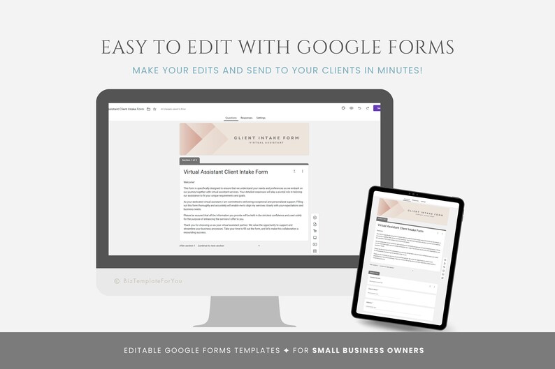 Editable Virtual Assistant Client Intake Form Template, Freelance ...