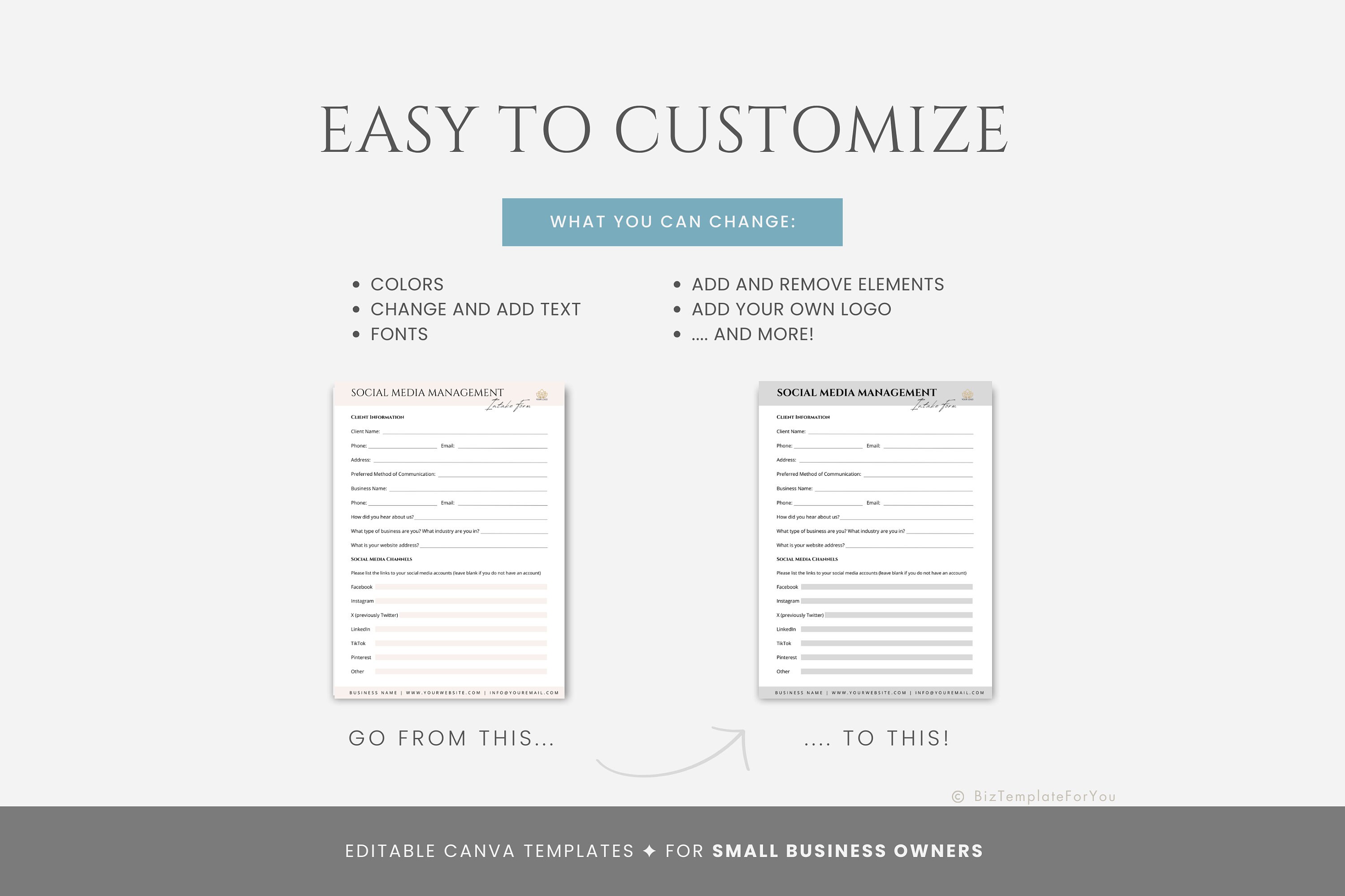 Editable Social Media Manager Client Intake Form Template, Freelance ...