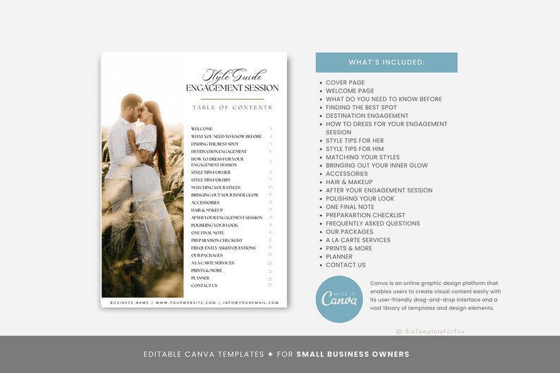 Editable Engagement Session Style Guide Photography Template, Pre ...