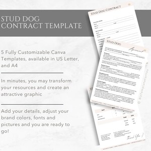 Editable Stud Dog Contract Template, Professional Breeding Service ...