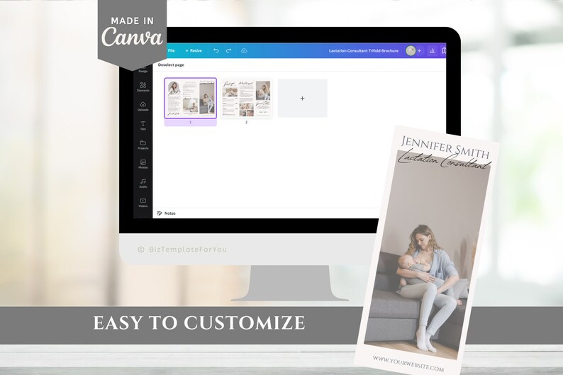 Editable Lactation Consultant Trifold Brochure Template, Doublesided ...