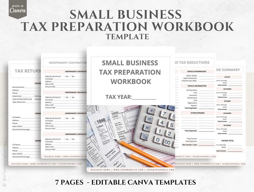 Editable Small Business Tax Preparation Workbook Template - Etsy
