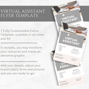 Editable Virtual Assistant Flyer Template, One Page VA Flyer, Virtual ...