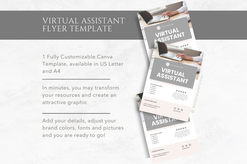 Editable Virtual Assistant Flyer Template, One Page VA Flyer, Virtual ...