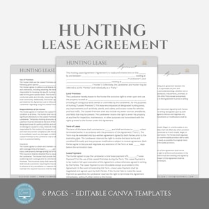 Editable Hunting Lease Contract, Land Lease for Huntingn Agreement ...