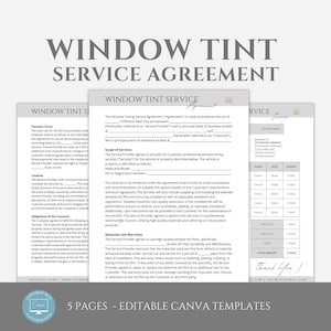 Editable Window Tint Service Agreement Template, Car Window Tinting ...